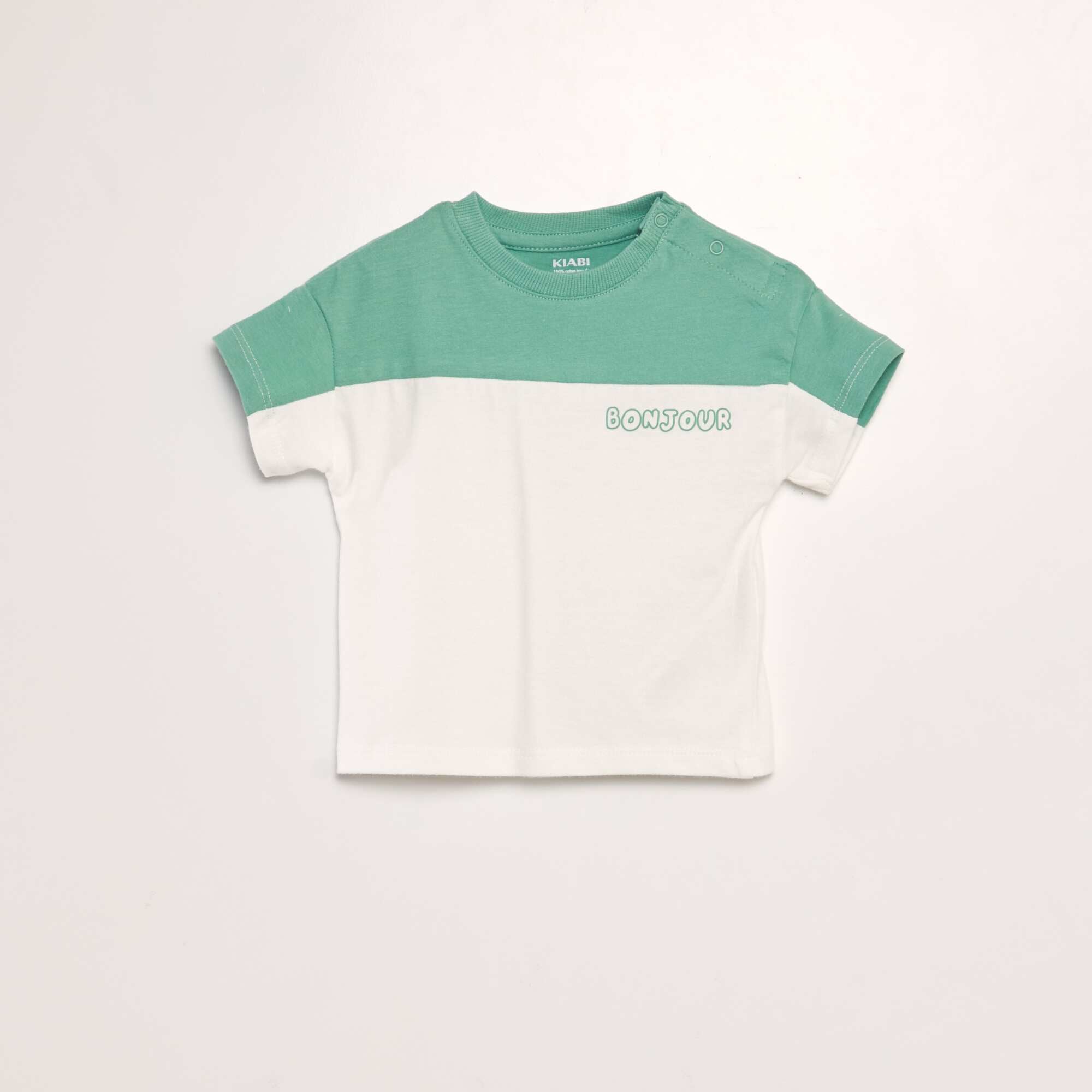T-shirt color block à col rond Vert/blanc – Kiabi Tunisie