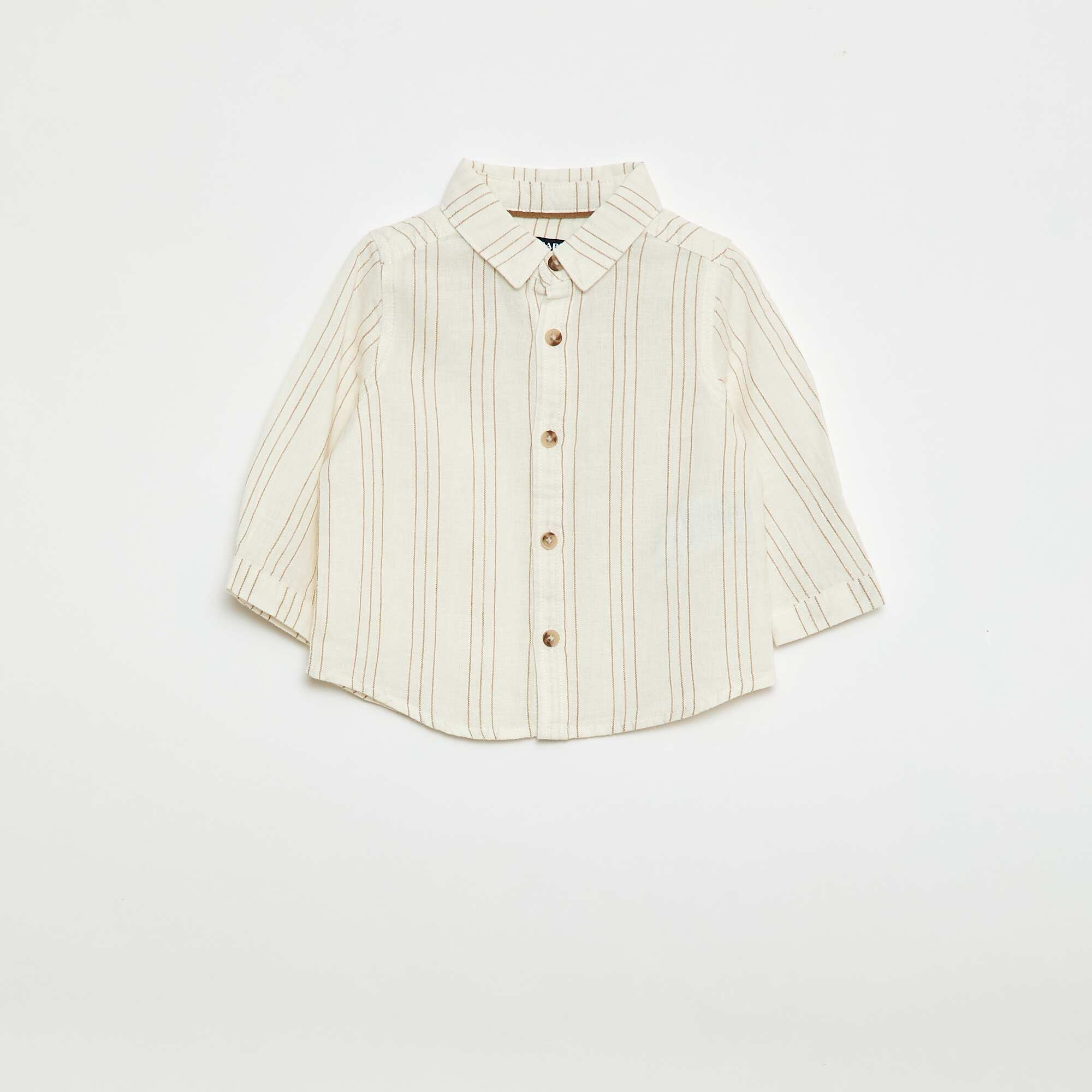 Chemise rayée en lin et coton BLANC – Kiabi Tunisie