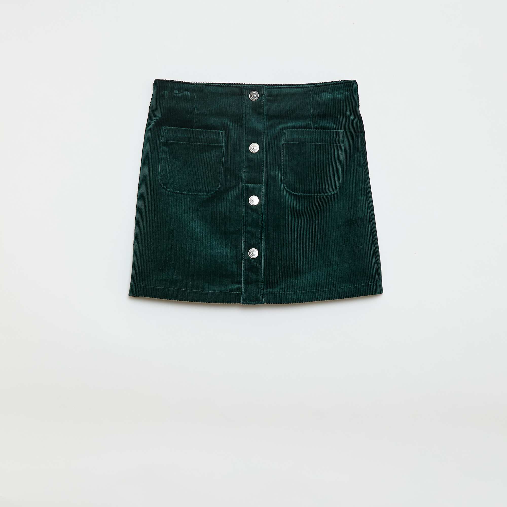 Jupe en velours coupe courte et droite VERT – Kiabi Tunisie